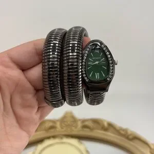Anthropologie | Accessories | Serpenti Style Wrap Watch Black Silver ...